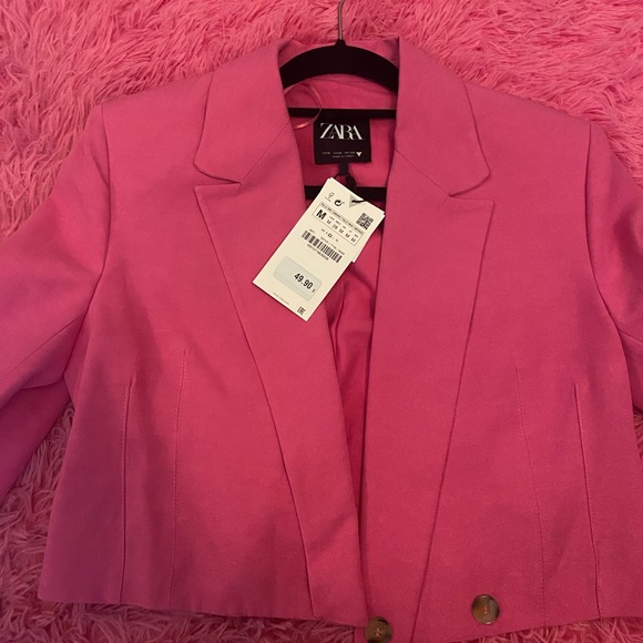 Zara | Jackets & Coats | Zara Pink Cropped Blazer | Poshmark